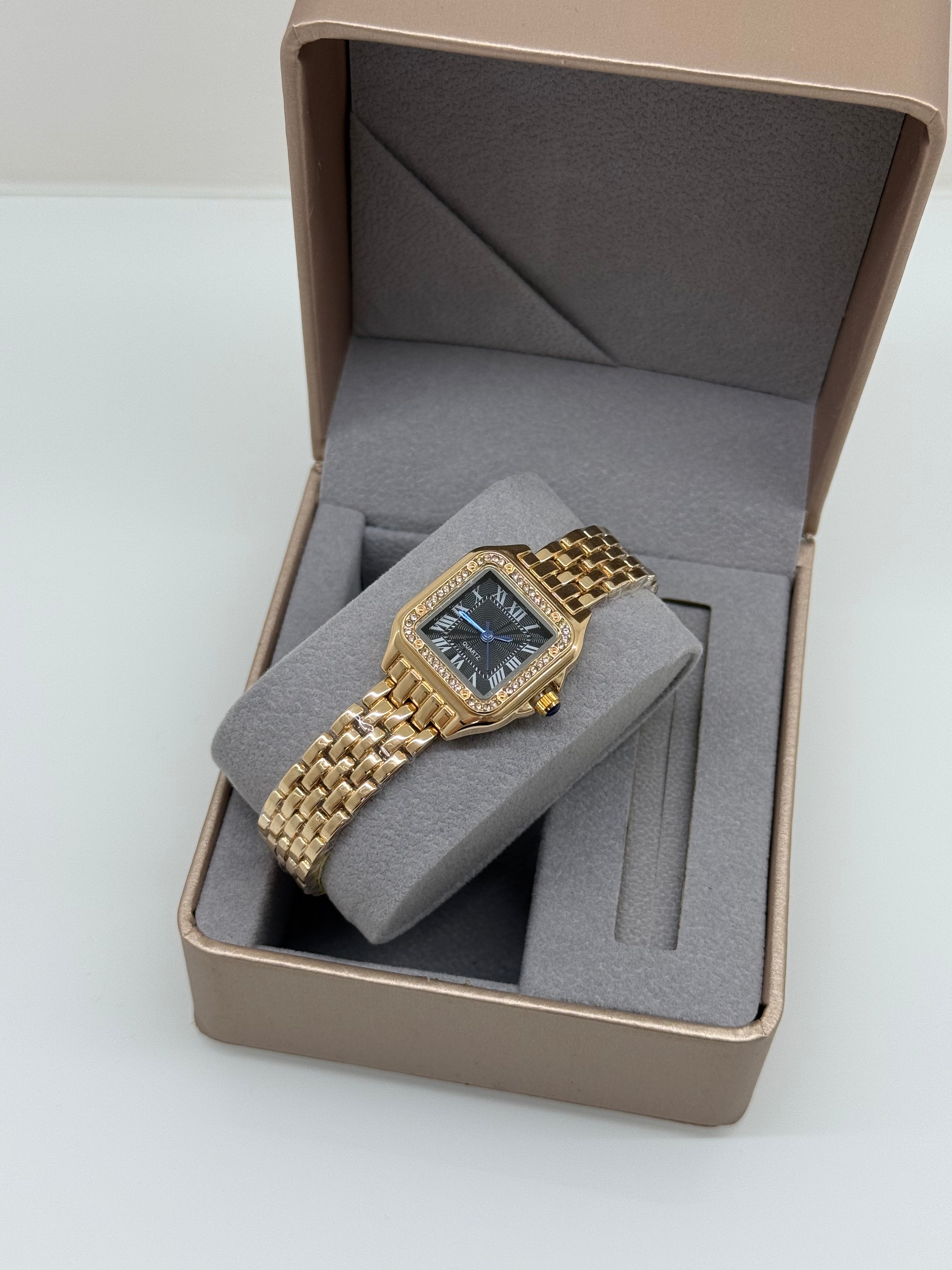 Tank Style Watch 25mm with Diamonds – with Pink Box Included – MDR